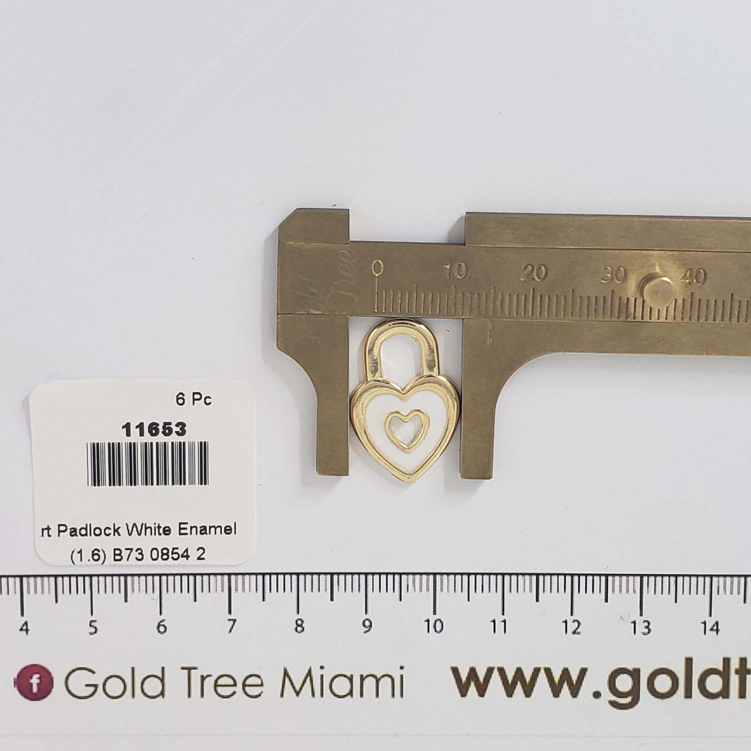 Heart Padlock White Enamel Charm