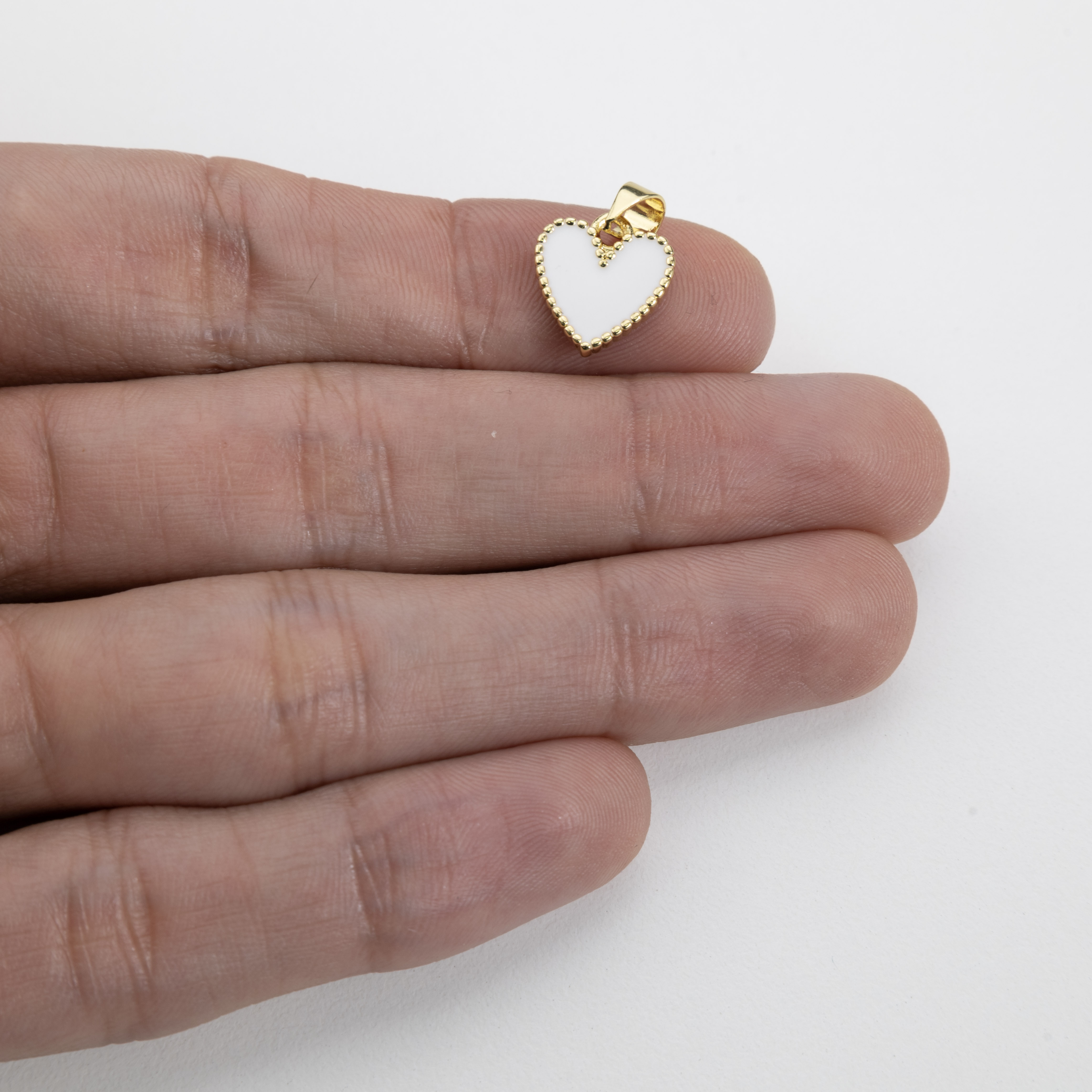 White Enamel Heart Pendant