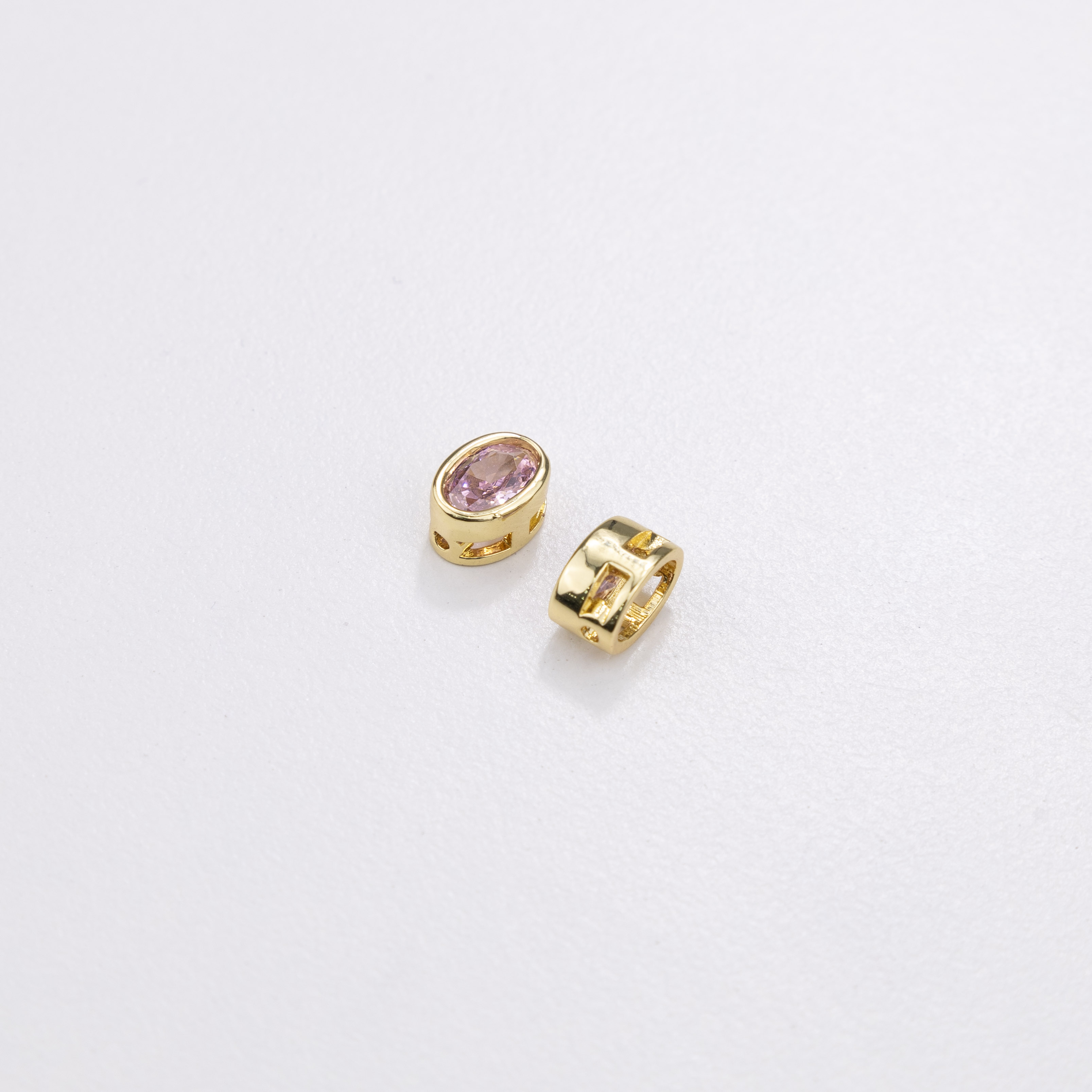 Pink Zircon Oval Spacer